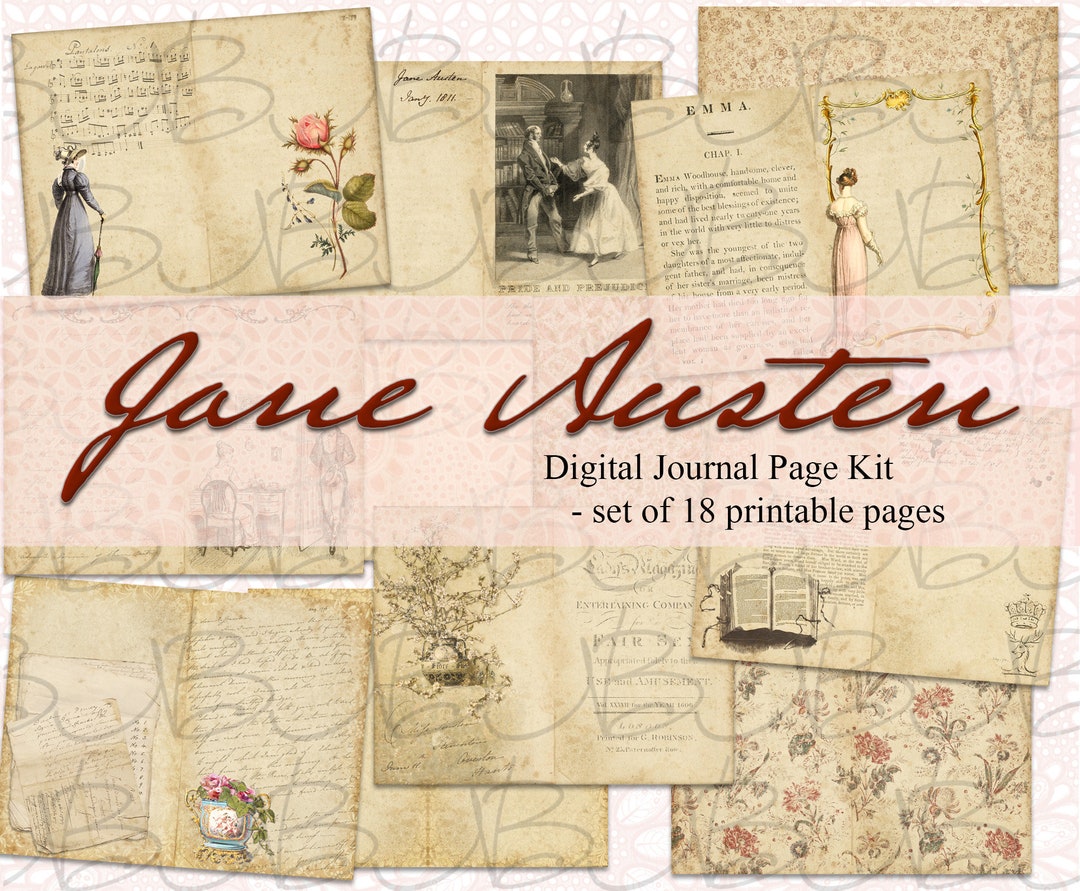 Jane Austen Digital Journal Page Kit - 18 Printable Pages - Etsy