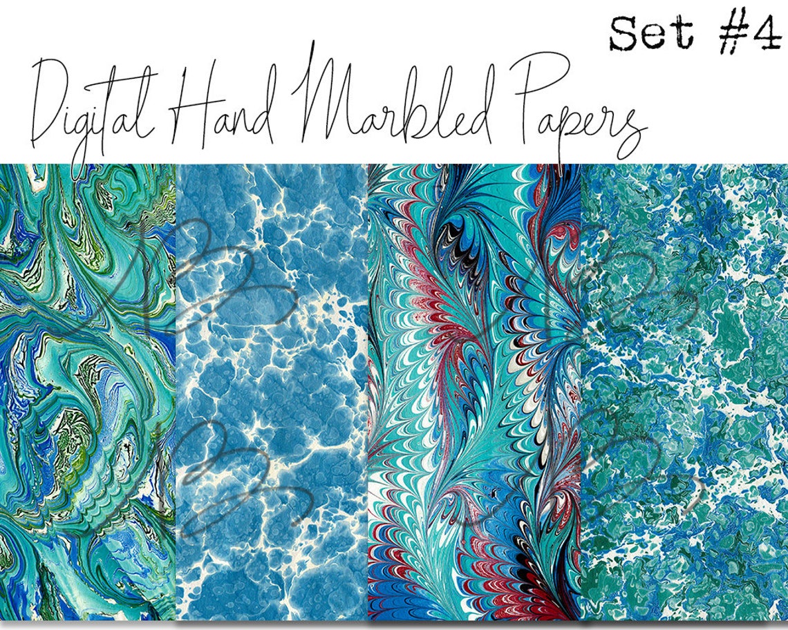 Digital Marbled Papers Set 4 Perfect for Journals Cards | Etsy