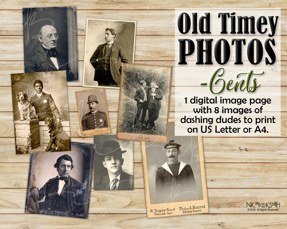 Old Timey Photos GENTS 8 Antique Photographs on 1 Digital | Etsy