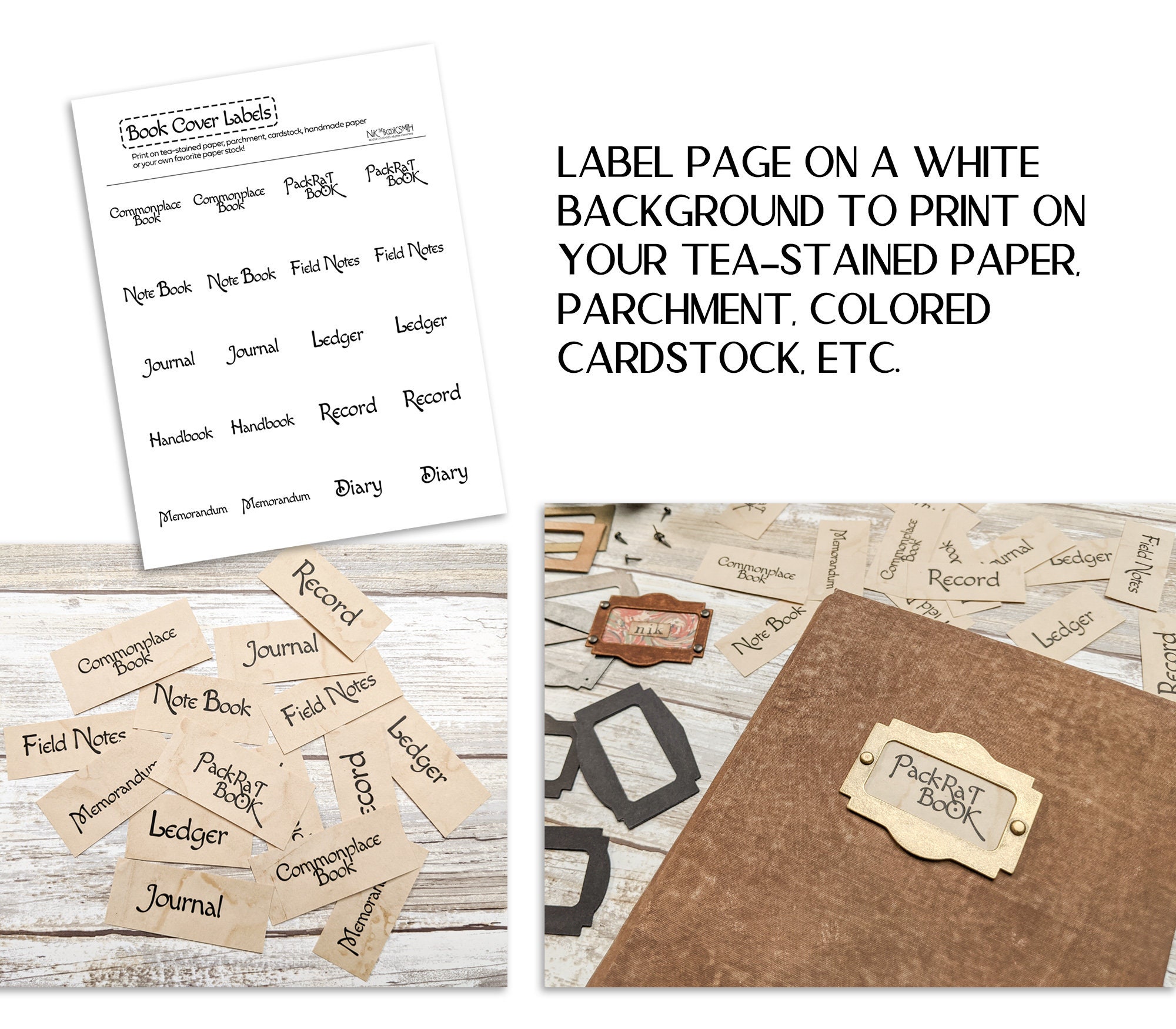 Book Cover Labels Kit for Die Cut Machines - 4 Designs and Printable ...