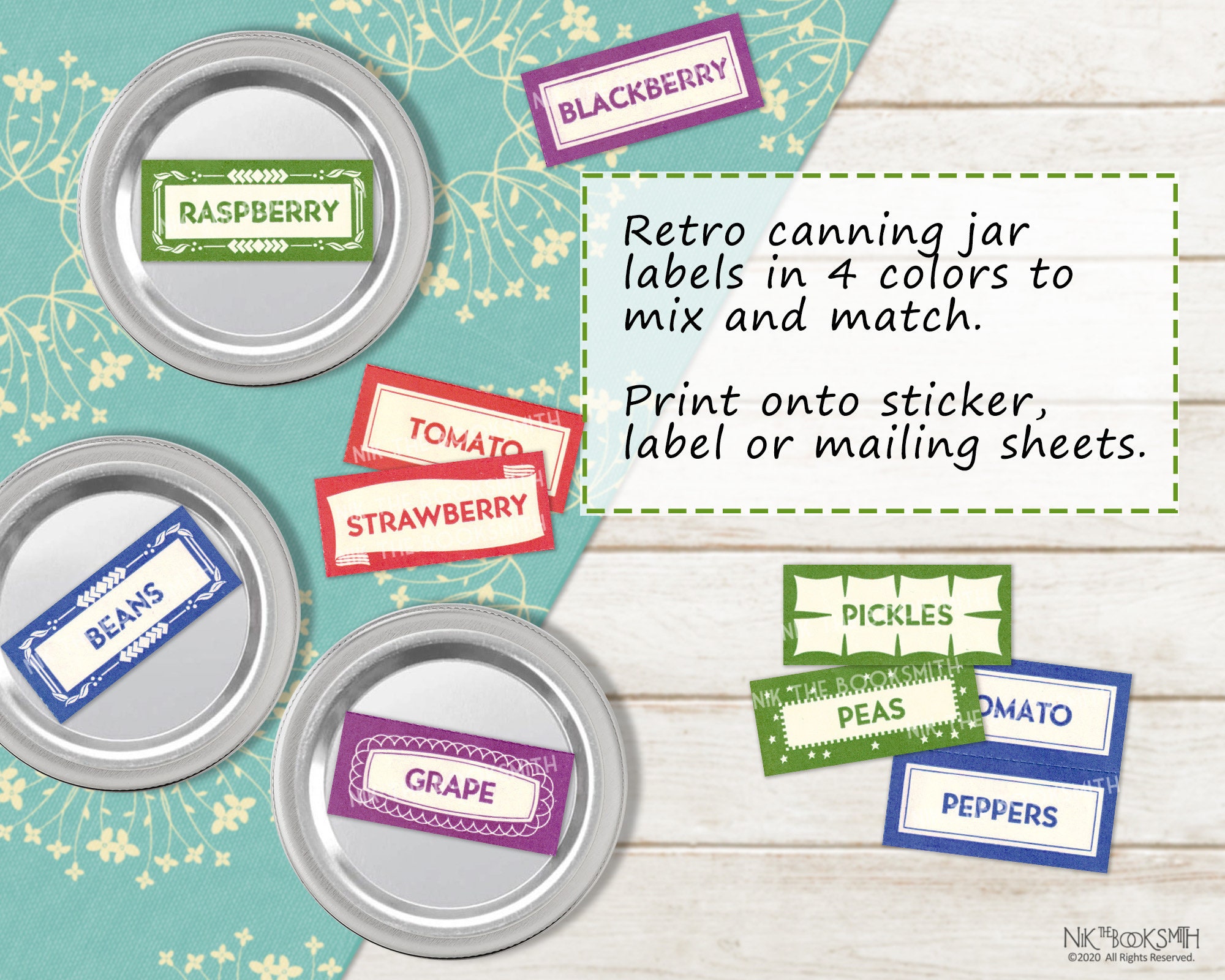 Retro Household Labels 7 Pages of Printable Labels Prints | Etsy