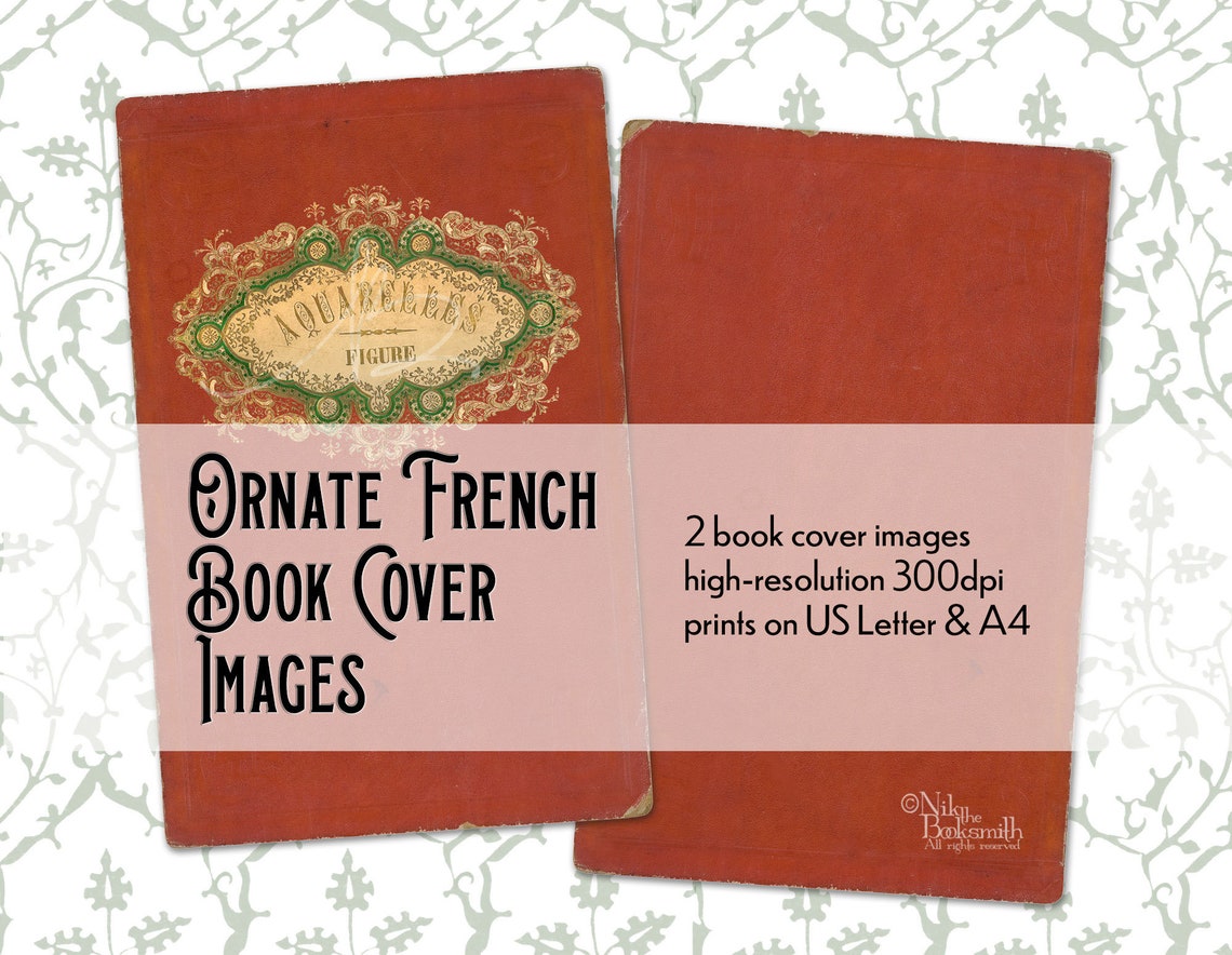 Ornate French Book Cover Images Digital Book Cover Printable | Etsy