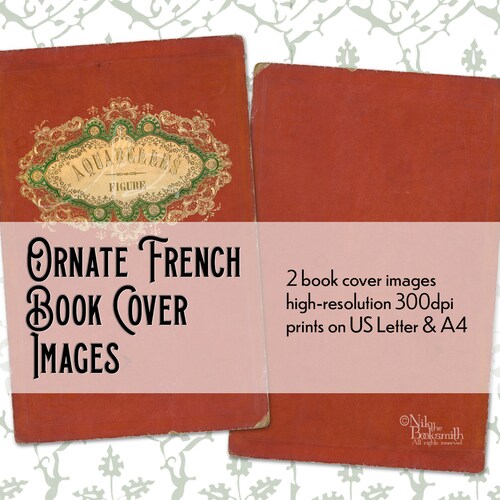 French Curl Marbled Book Cover Digital Book Cover Printable - Etsy