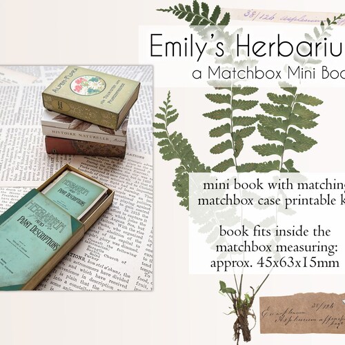 Emily's Herbarium Matchbox Mini Book Digital Printable - Etsy