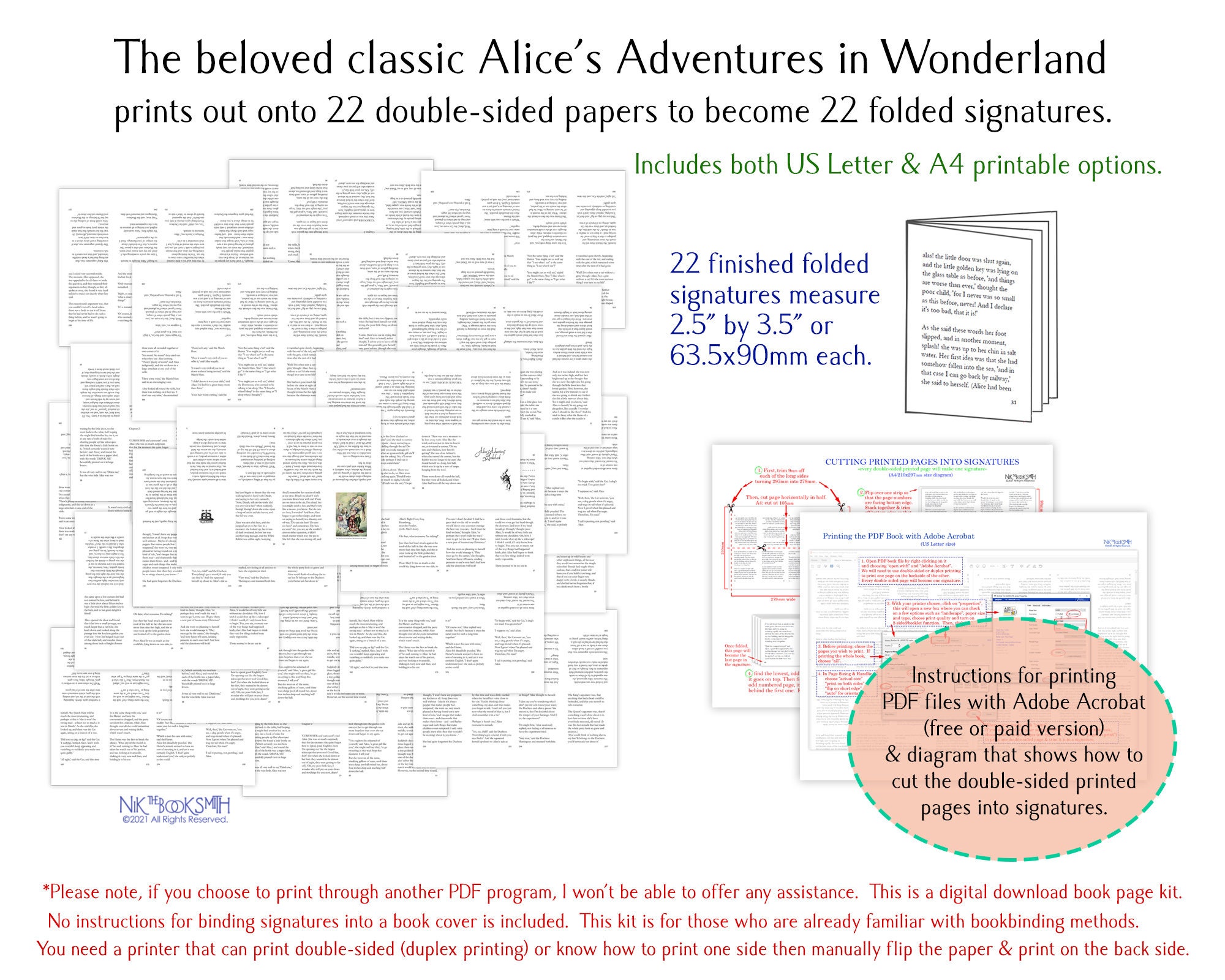 Alice's Adventures in Wonderland Miniature Book Page Kit | Etsy