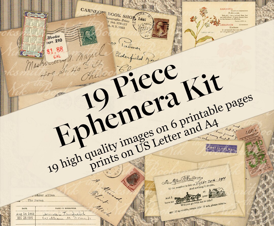 19 Piece Ephemera Kit - Perfect for Making Journals, Cards, Mixed Media ...