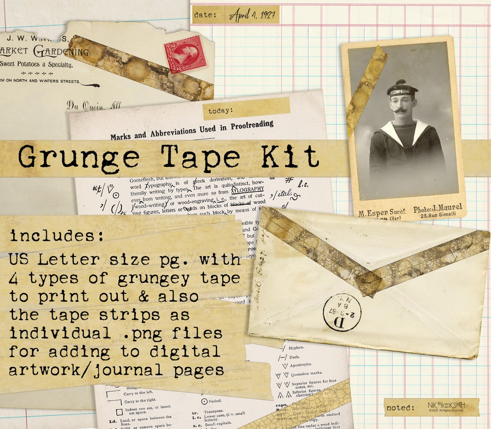 Grunge Tape - Decorative Tape Digital Printable JPG Page - PNG Kit ...