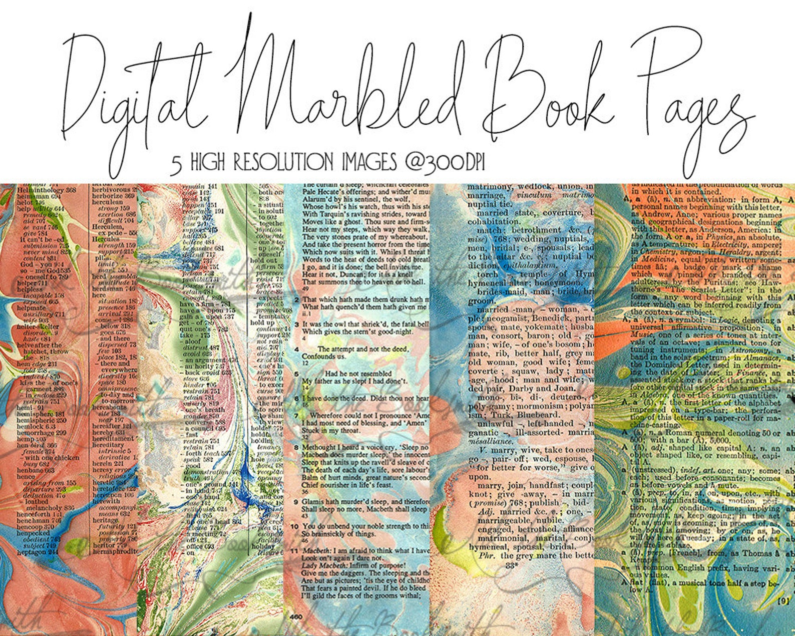 Digital Marbled Book Pages Perfect for Journals Cards | Etsy