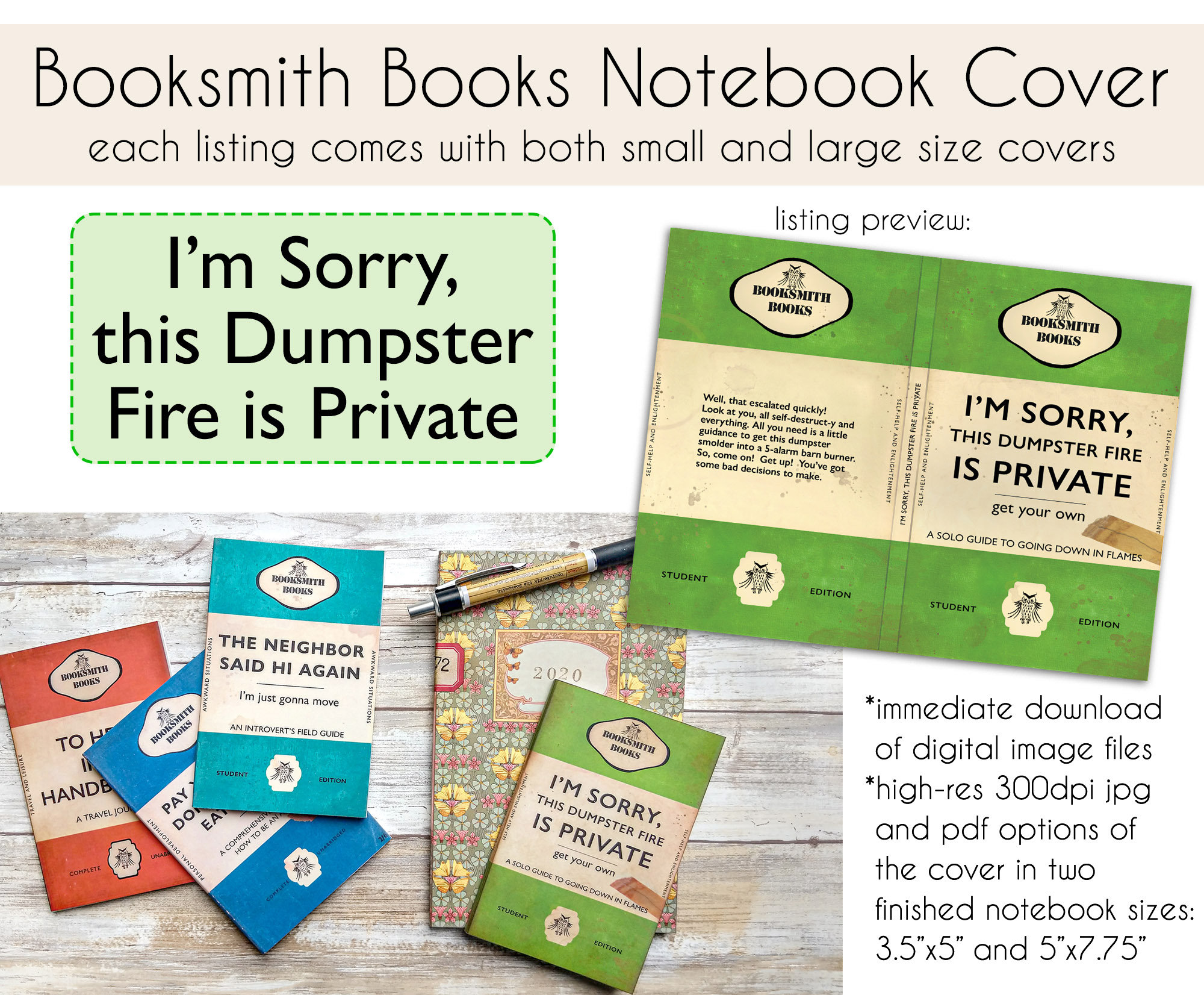 I'm Sorry, This Dumpster Fire is Private Notebook Cover Kit - 2 Cover ...