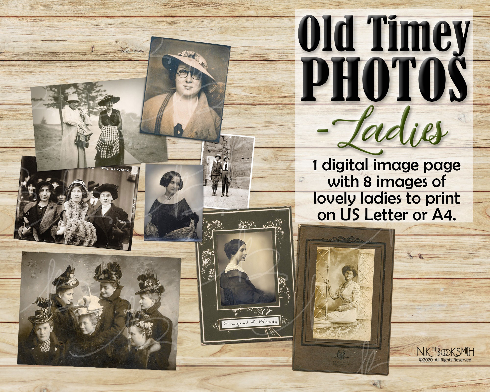 Old Timey Photos - LADIES - 8 Antique Photographs on 1 Digital Page ...