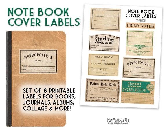 Note Book Cover Labels Digital Ephemera for Books - Etsy UK