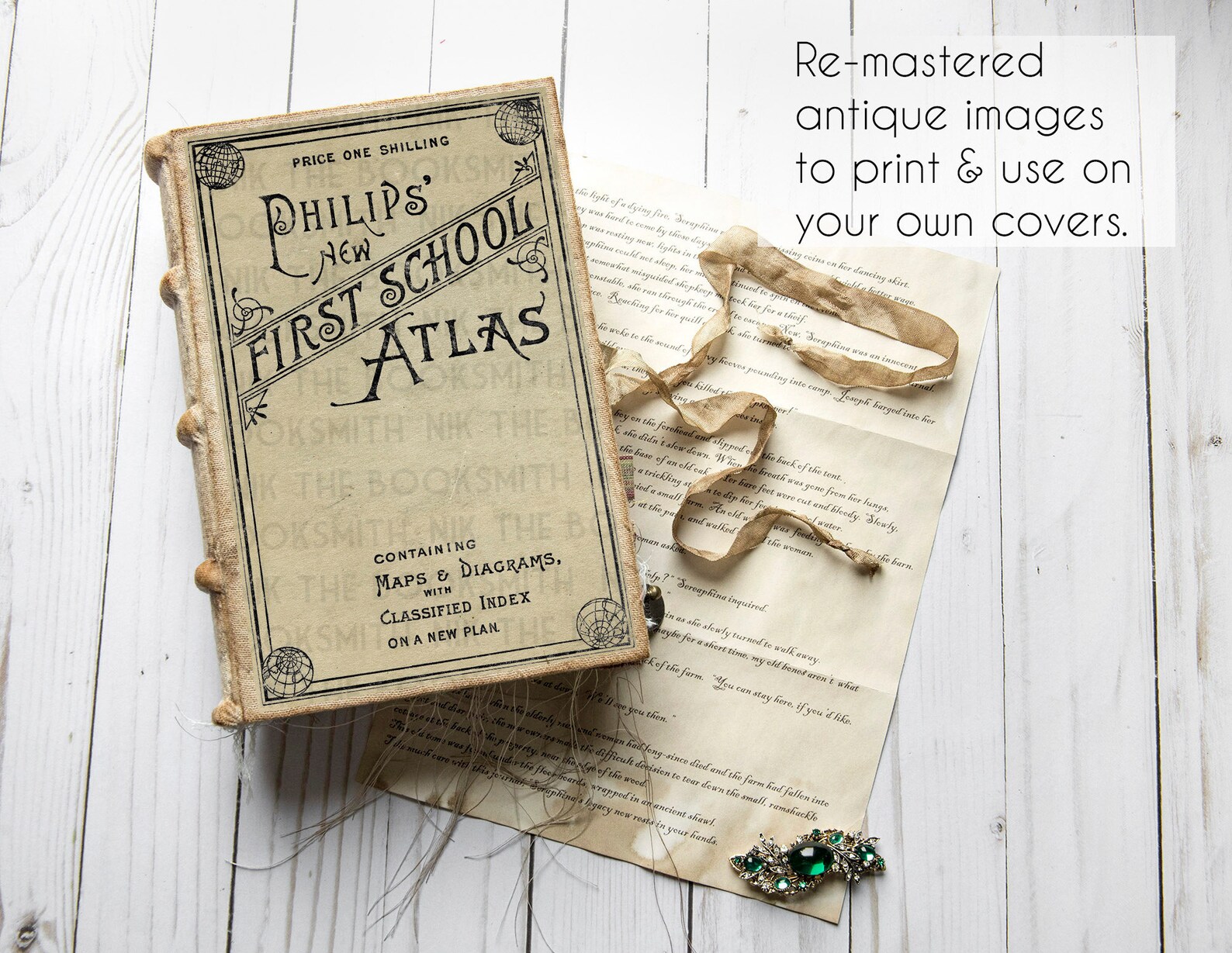 School Atlas Beige Digital Book Cover Printable With Bonus - Etsy