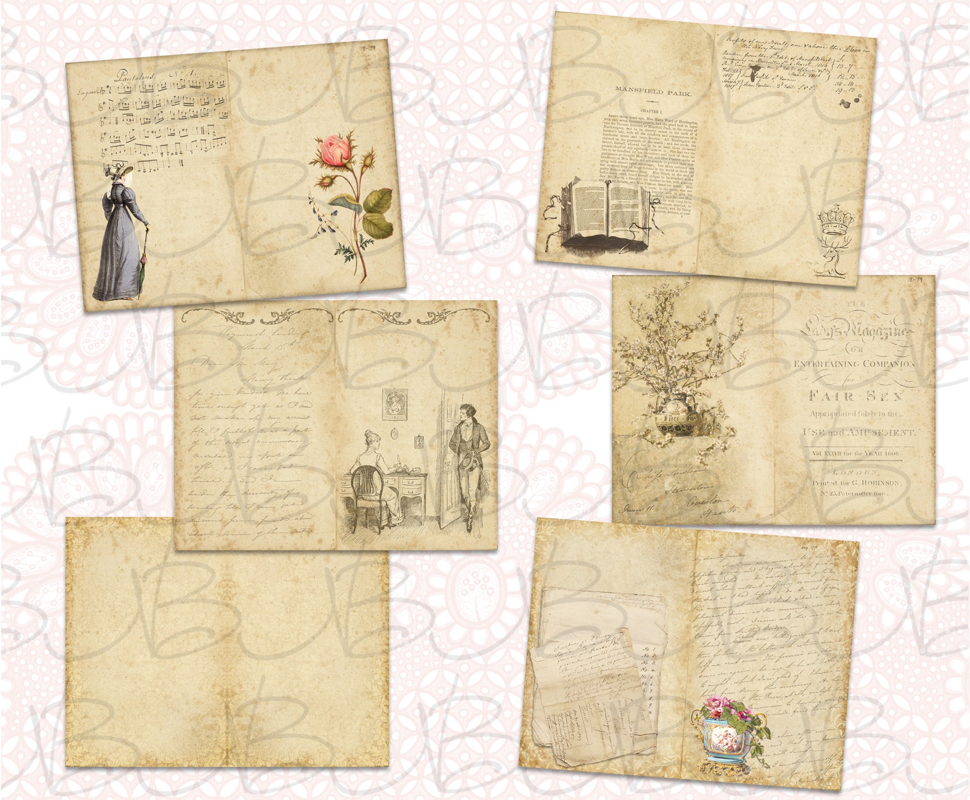 Jane Austen Digital Journal Page Kit - 18 Printable Pages - Etsy
