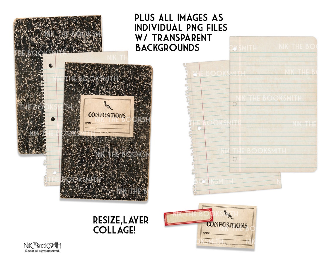Composition Notebook Kit Digital Cover Printable JPG Page | Etsy