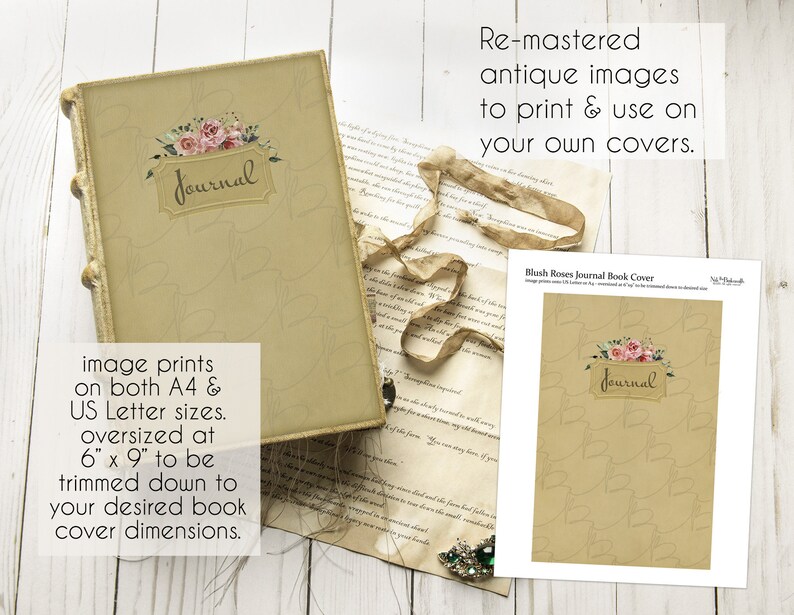 Blush Rose Spray Journal - Digital Book Cover Printable - Etsy