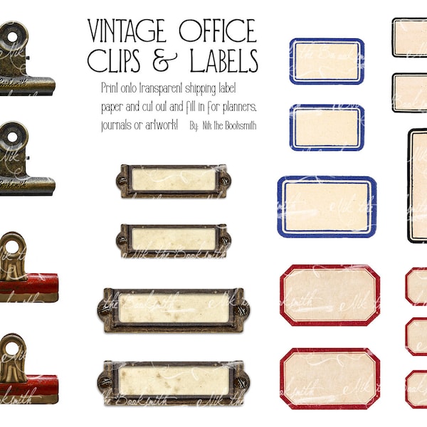 Vintage Office Clip Art Stickers - Etsy
