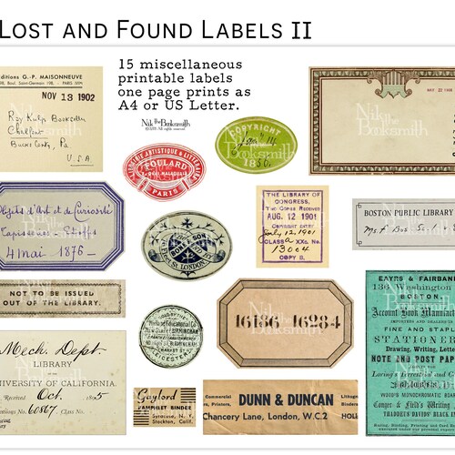 Lost and Found Labels II Set of 15 Assorted Vintage - Etsy