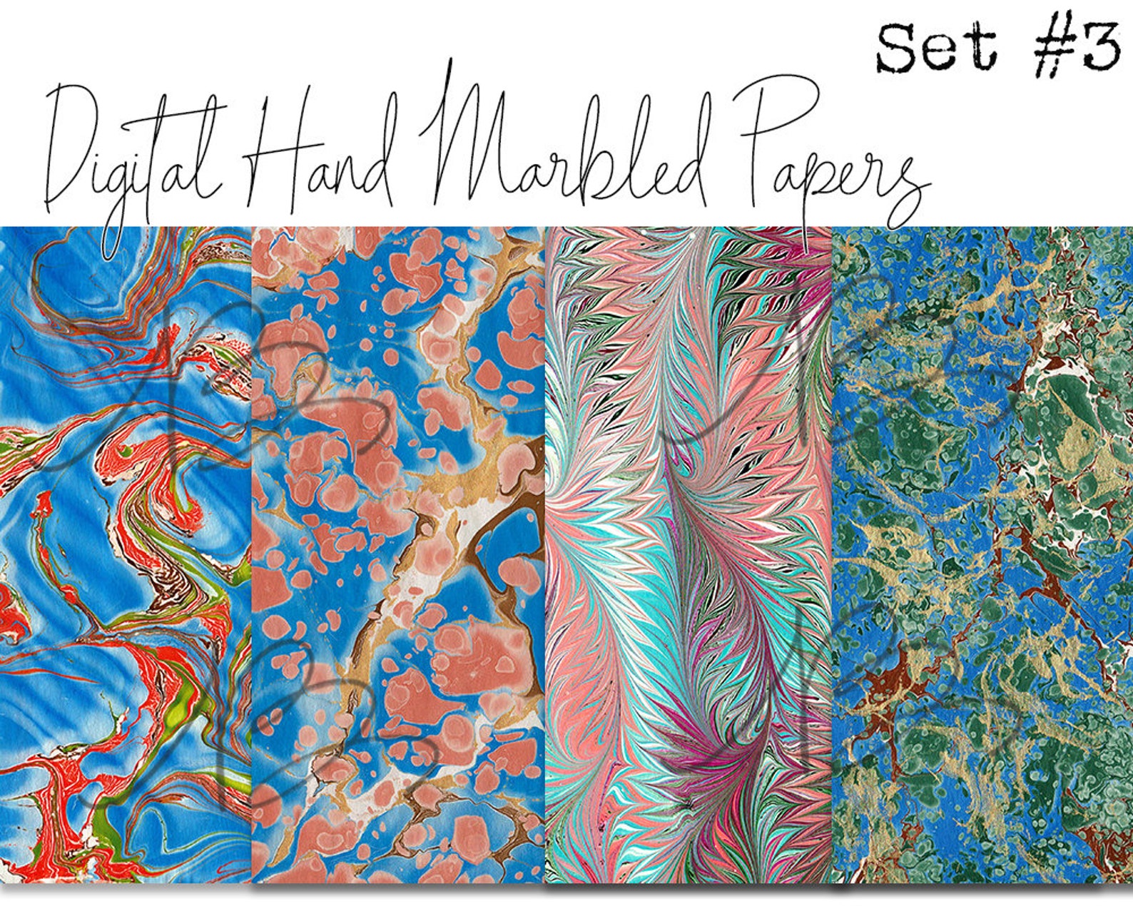 Digital Marbled Papers Set #3 - Perfect for Journals, Cards, Mixed ...