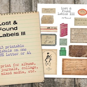 Lost and Found Labels III - Set of 13 Assorted Vintage Printable Labels ...