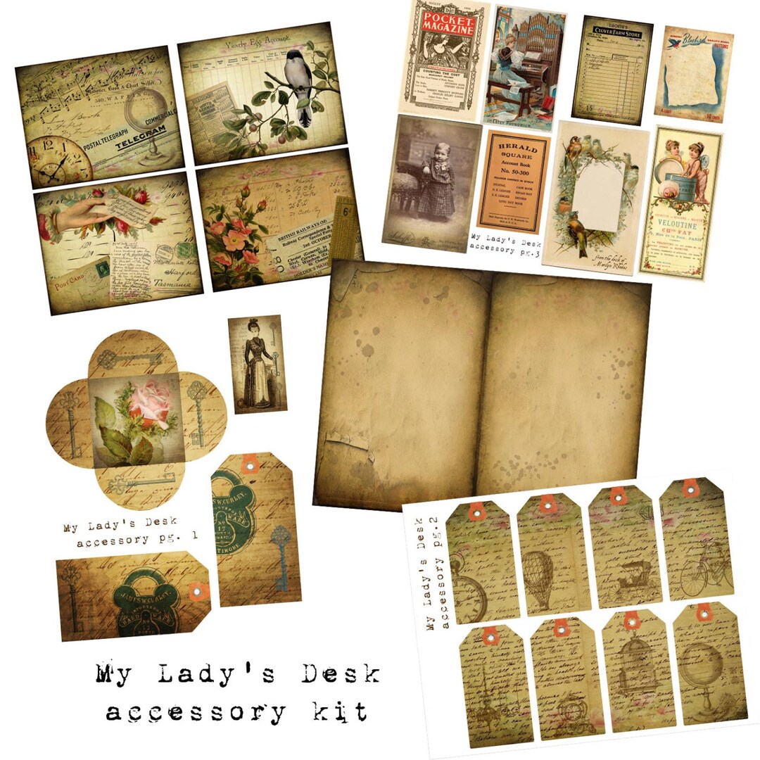 Digital Vintage Journal Accessory Kit - My Lady's Desk - Perfect for ...
