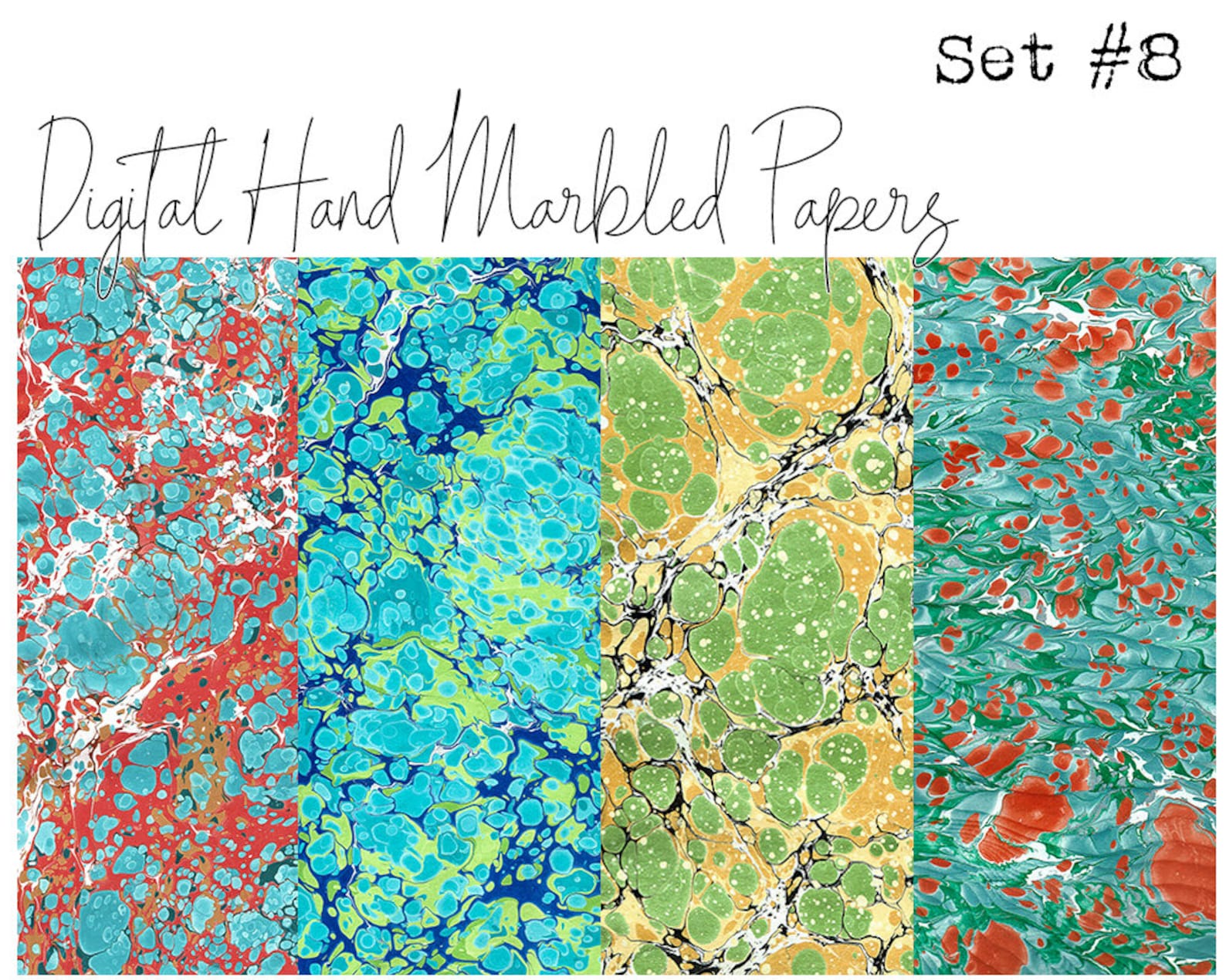 Digital Marbled Papers Set #8 - Perfect for Journals, Cards, Mixed ...