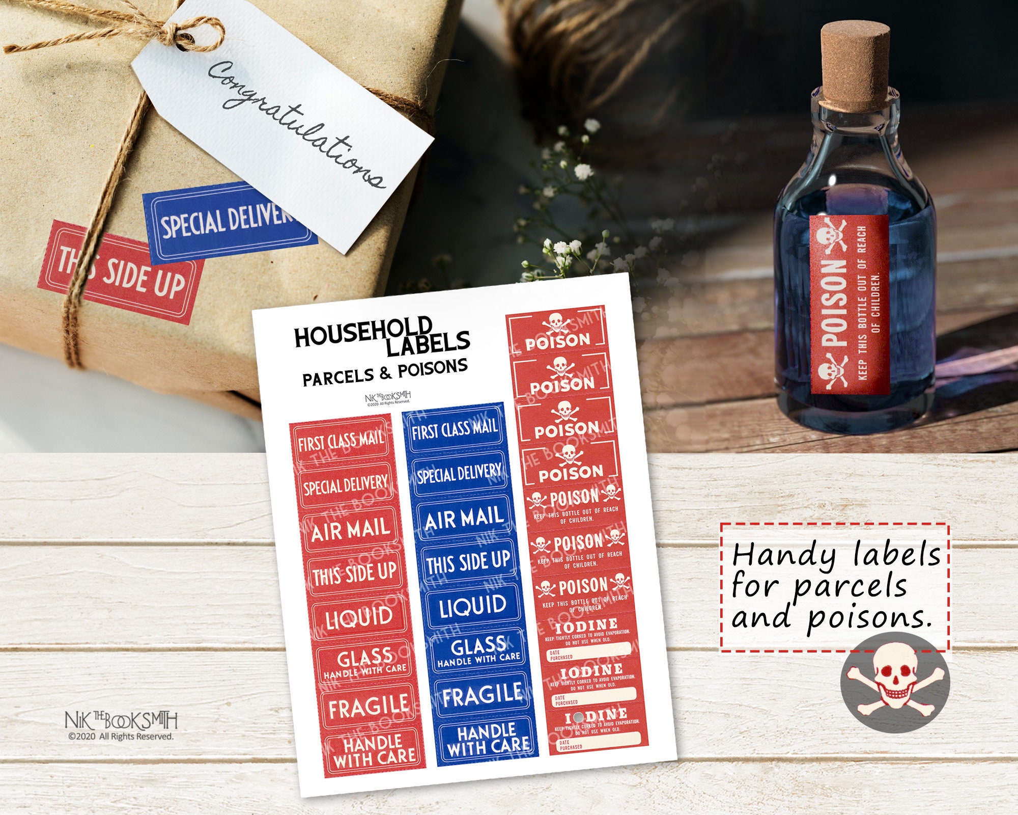 Retro Household Labels 7 Pages of Printable Labels Prints | Etsy