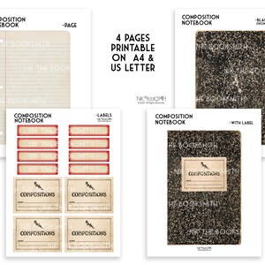 Composition Notebook Kit - Digital Cover Printable - JPG Page ...