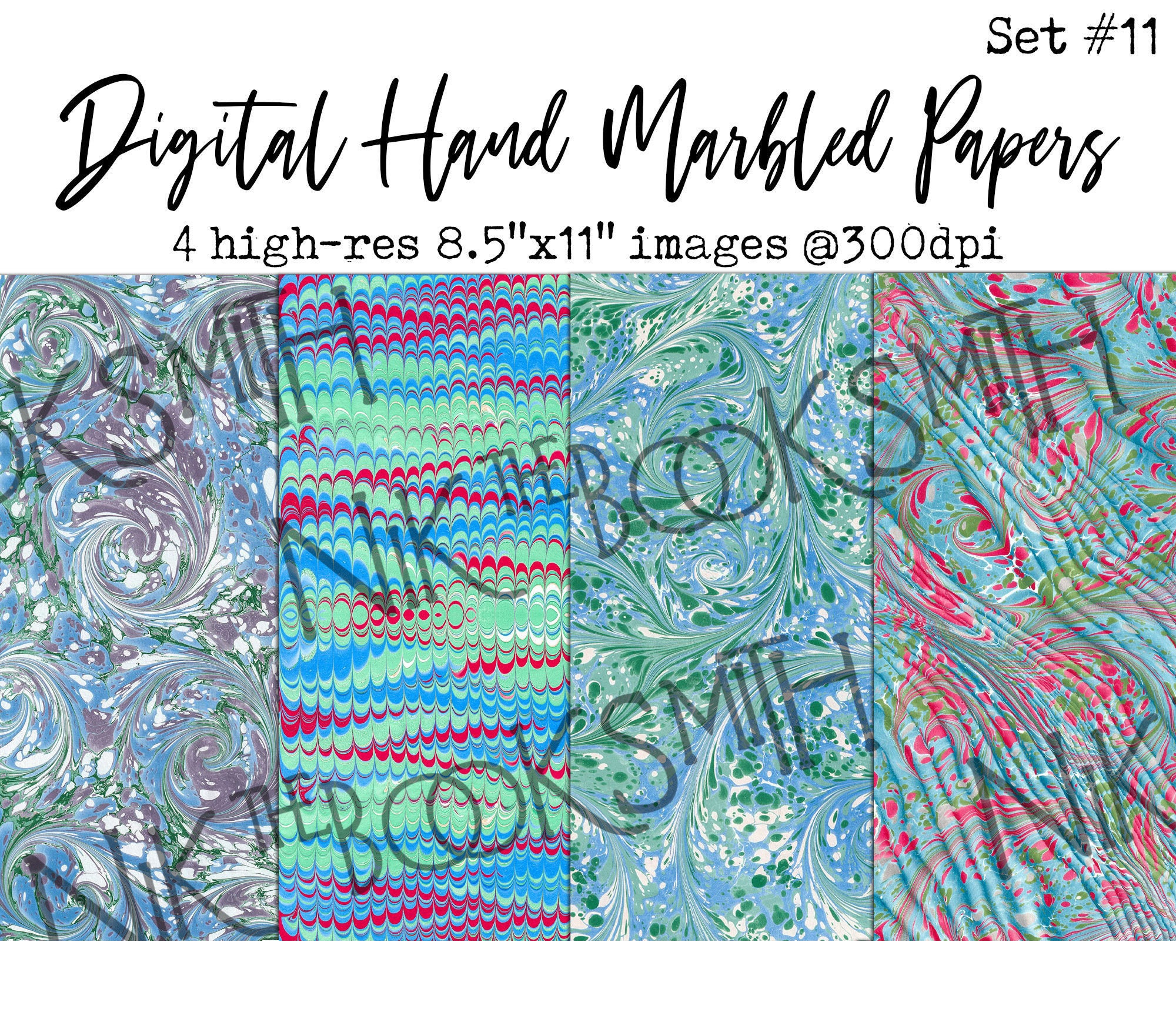 Digital Marbled Papers Set #11 - Perfect for Bookbinding, Journals ...
