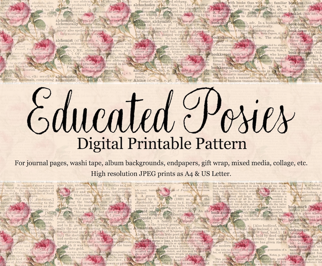 Educated Posies - Printable Pattern for Endpapers, Washi Tape, Journals ...