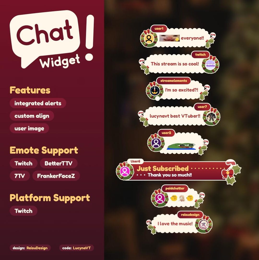 Chat Widget With Alerts | Role Badges Custom Christmas Themed Chatbox ...