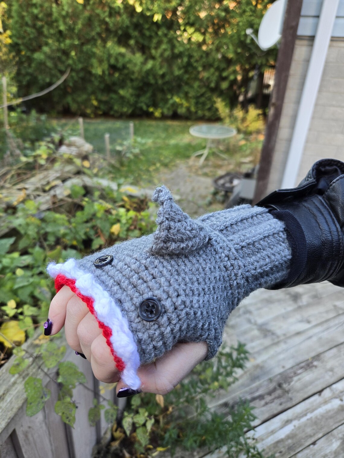 Crochet Shark Fingerless Gloves - Etsy