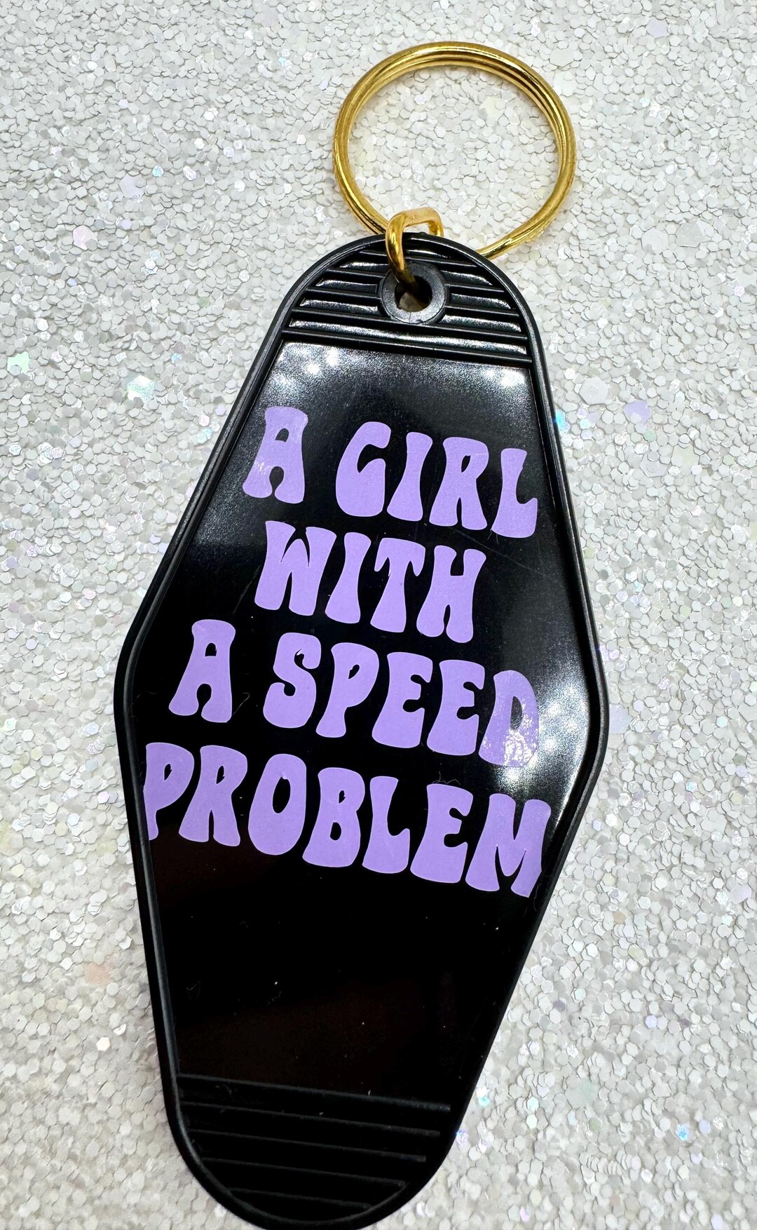 A Girl With A Speed Problem Keychain - Etsy
