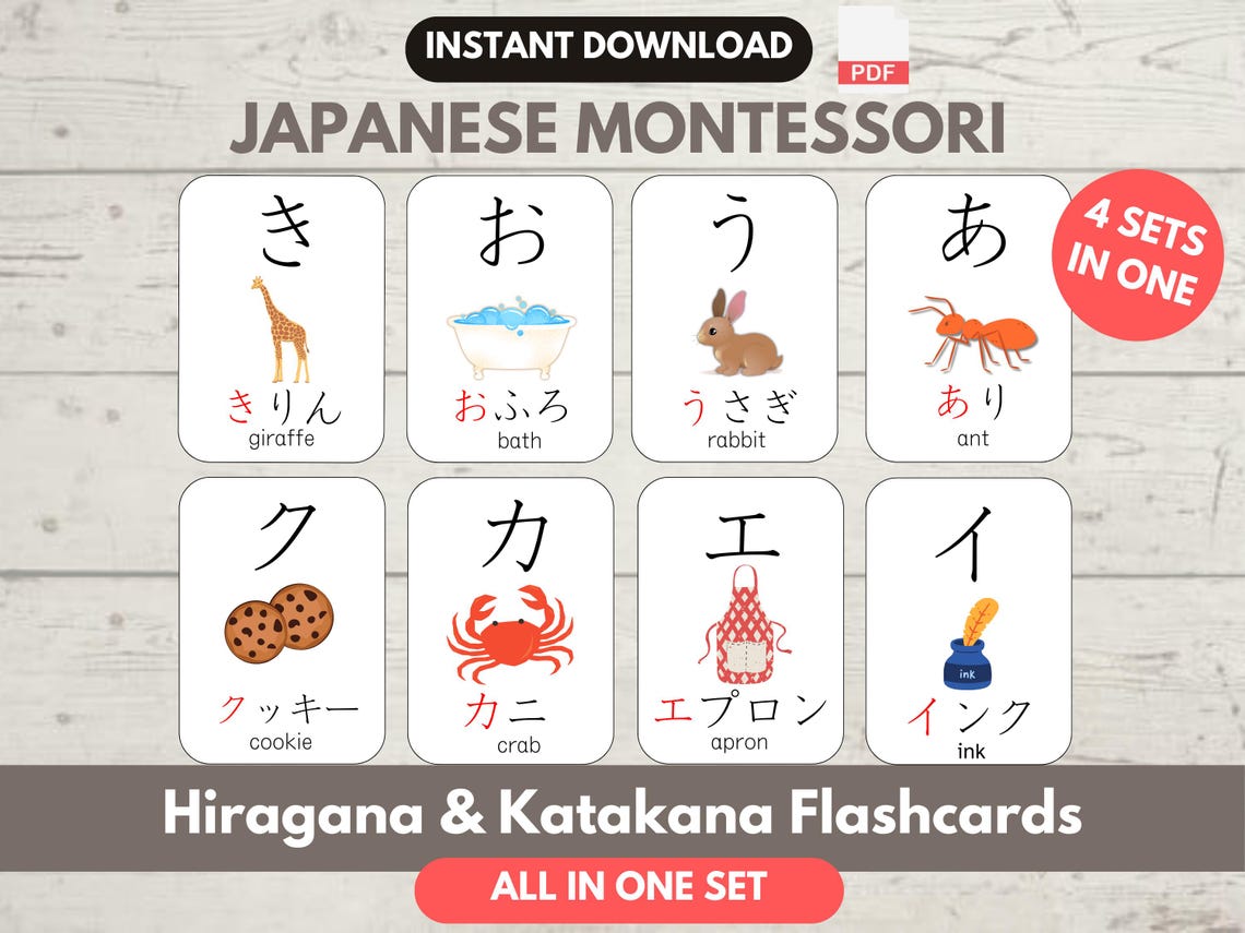 Japanese Montessori Flashcards First Words Study Japanese Vocabulary ...