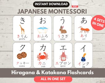 Japanese Montessori Flashcards First Words Study Japanese Vocabulary ...