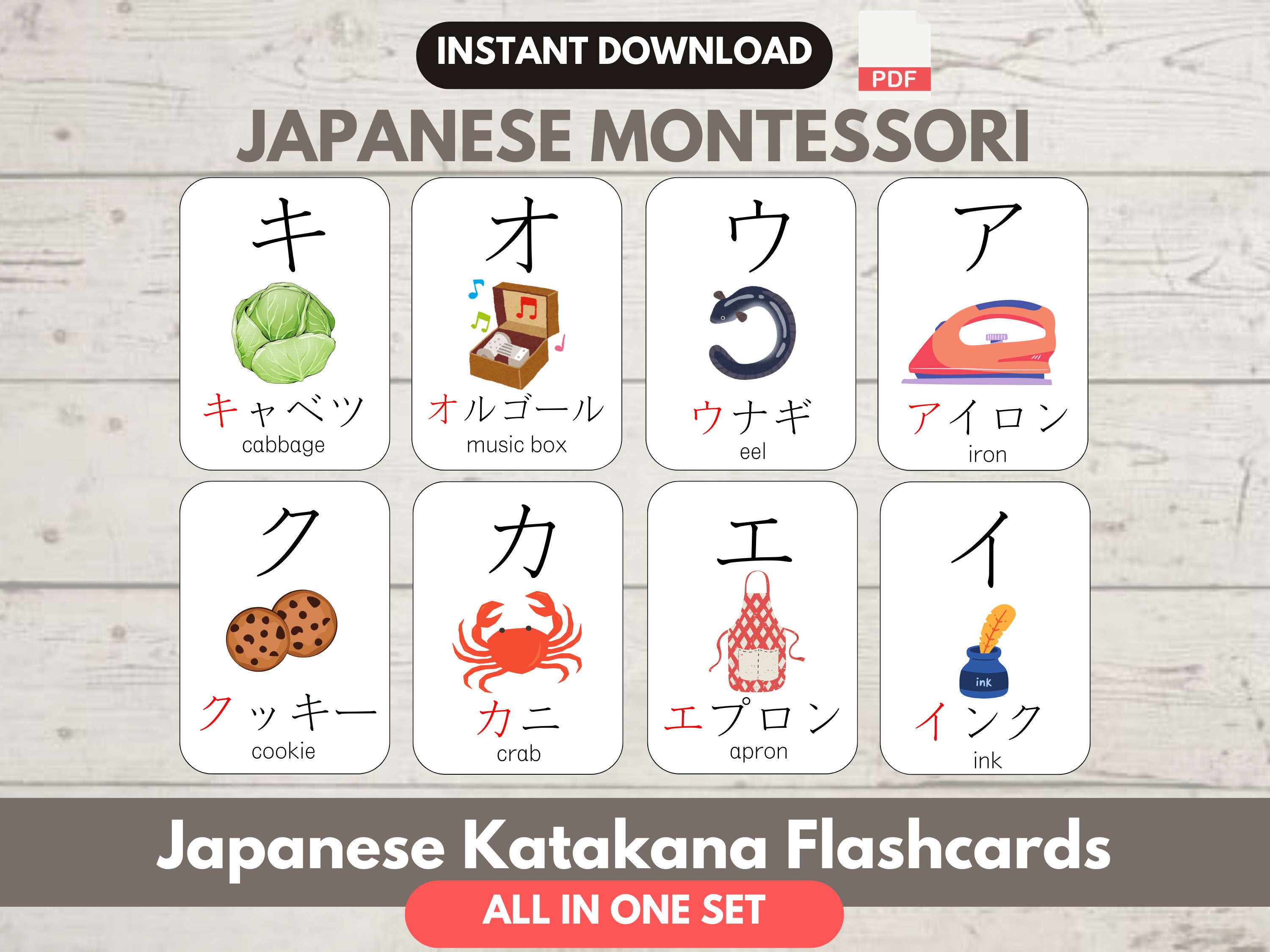 Japanese Montessori Flashcards First Words Study Japanese Vocabulary ...