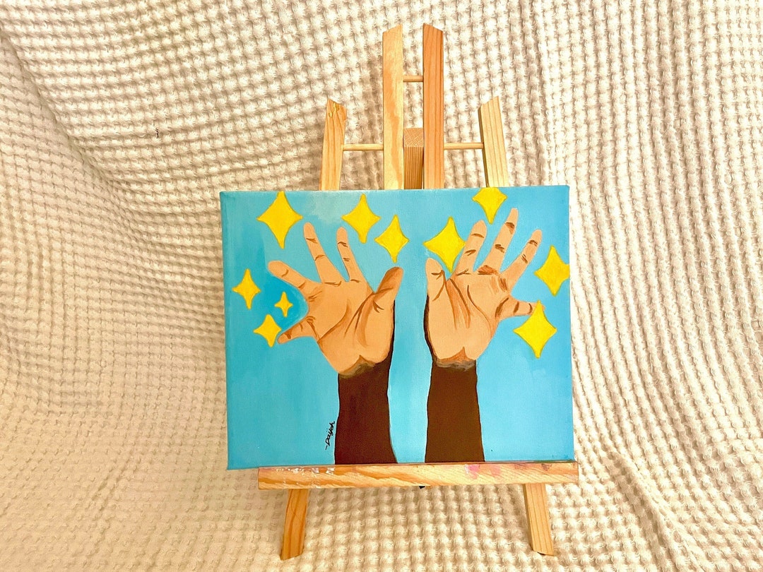 Hand Reaching Painting: reach for the Stars 8x10 Acrylic Painting on ...