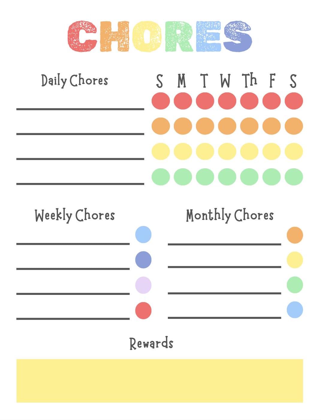 Printable Chore Chart Bundle Daily, Weekly, Monthly Chore ...