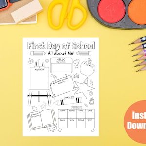 First Day of School - All About Me Coloring Sheet (printable PDF) - Etsy