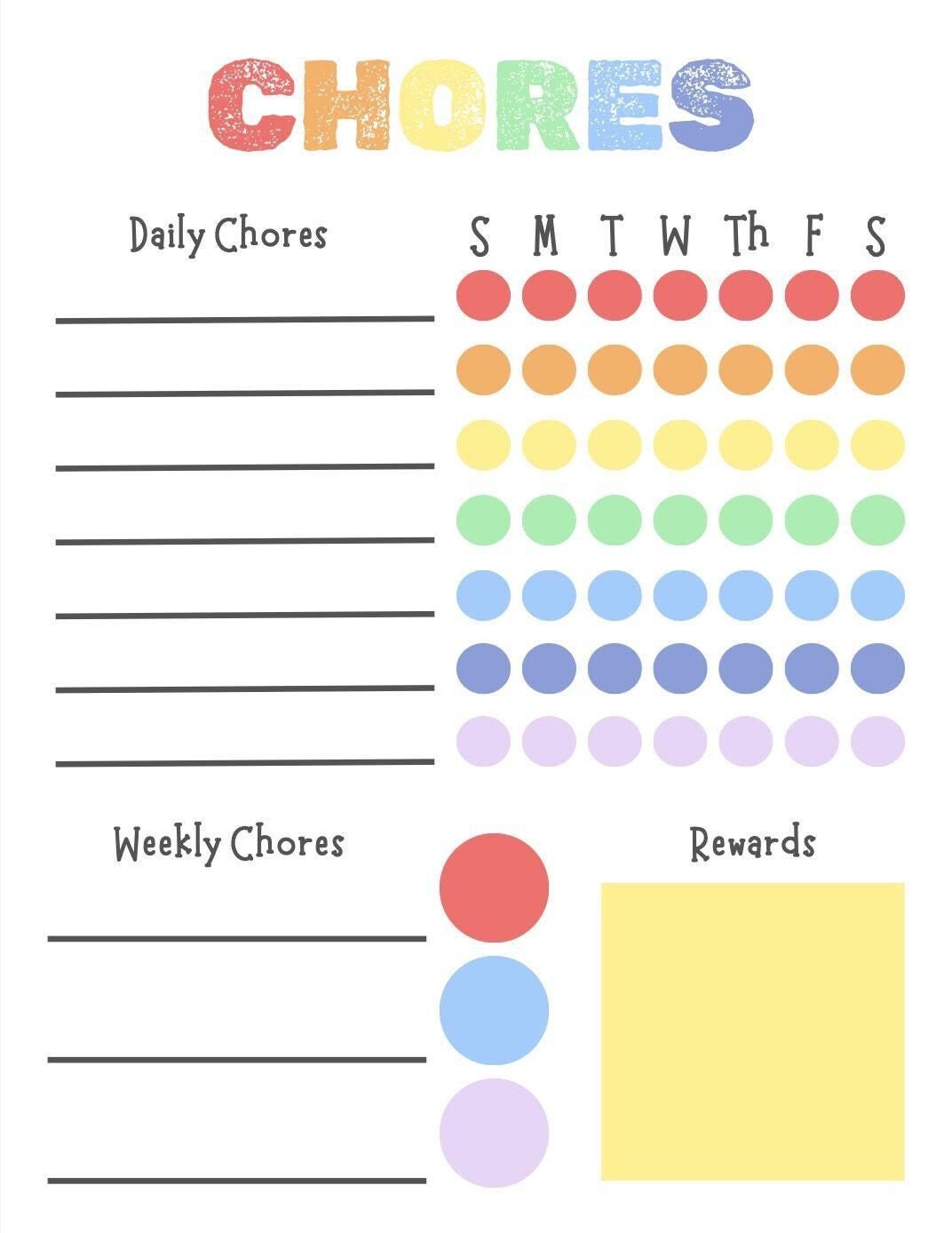 Printable Chore Chart Bundle Daily, Weekly, Monthly Chore ...