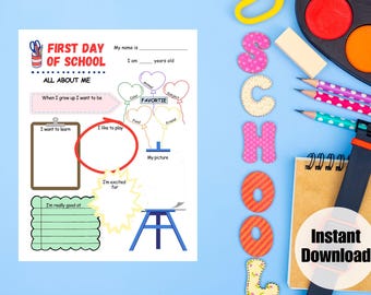 First Day of School All About Me Printable PDF- Coloring Sheet for Back ...
