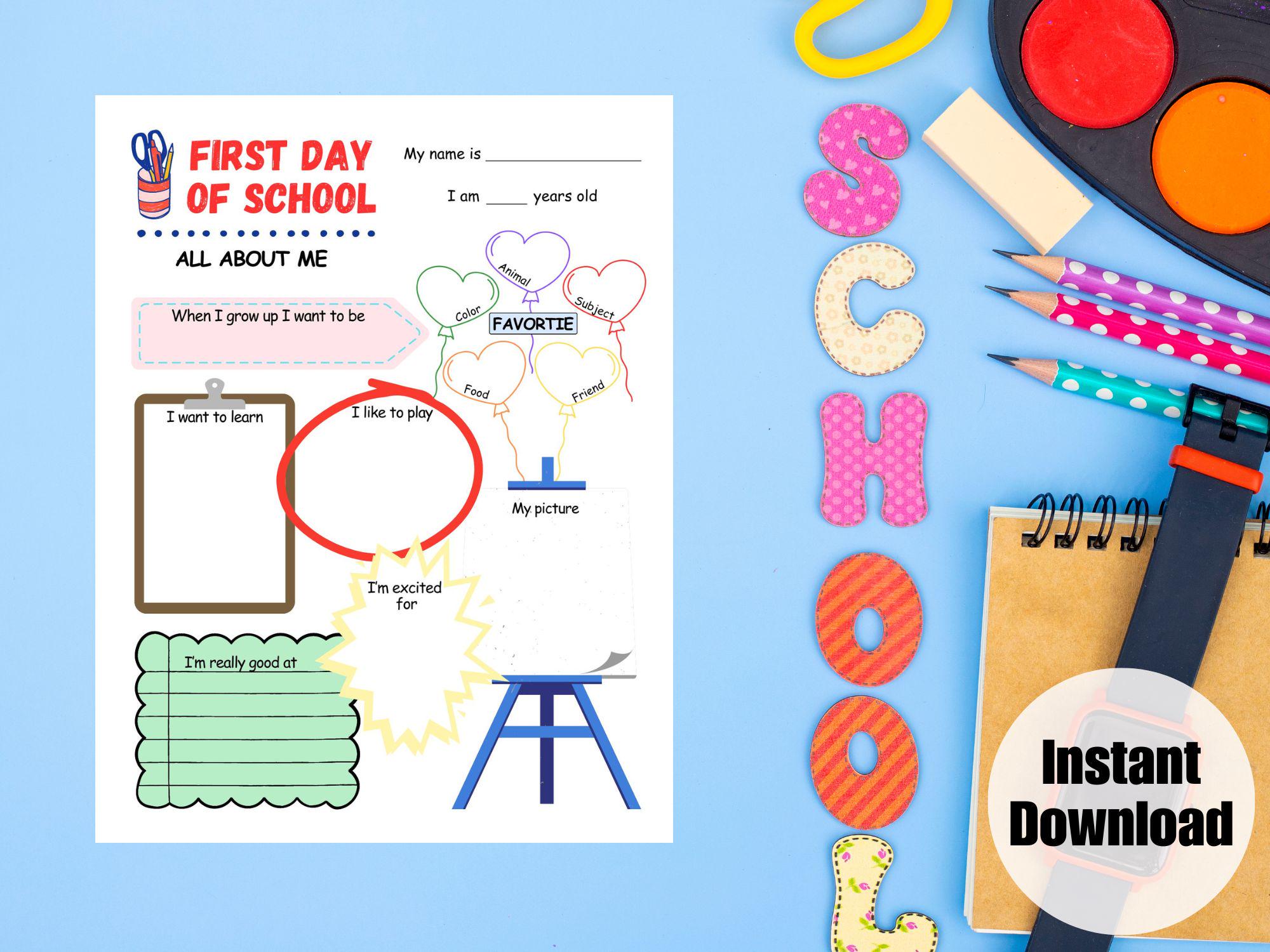 First Day of School All About Me Printable PDF With BONUS Last Day of ...