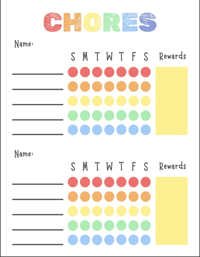 Printable Chore Chart Bundle Daily, Weekly, Monthly Chore ...