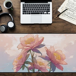 Floral Desk Mat, Romantic Flower Desk Pad, Aesthetic Desk Decor ...
