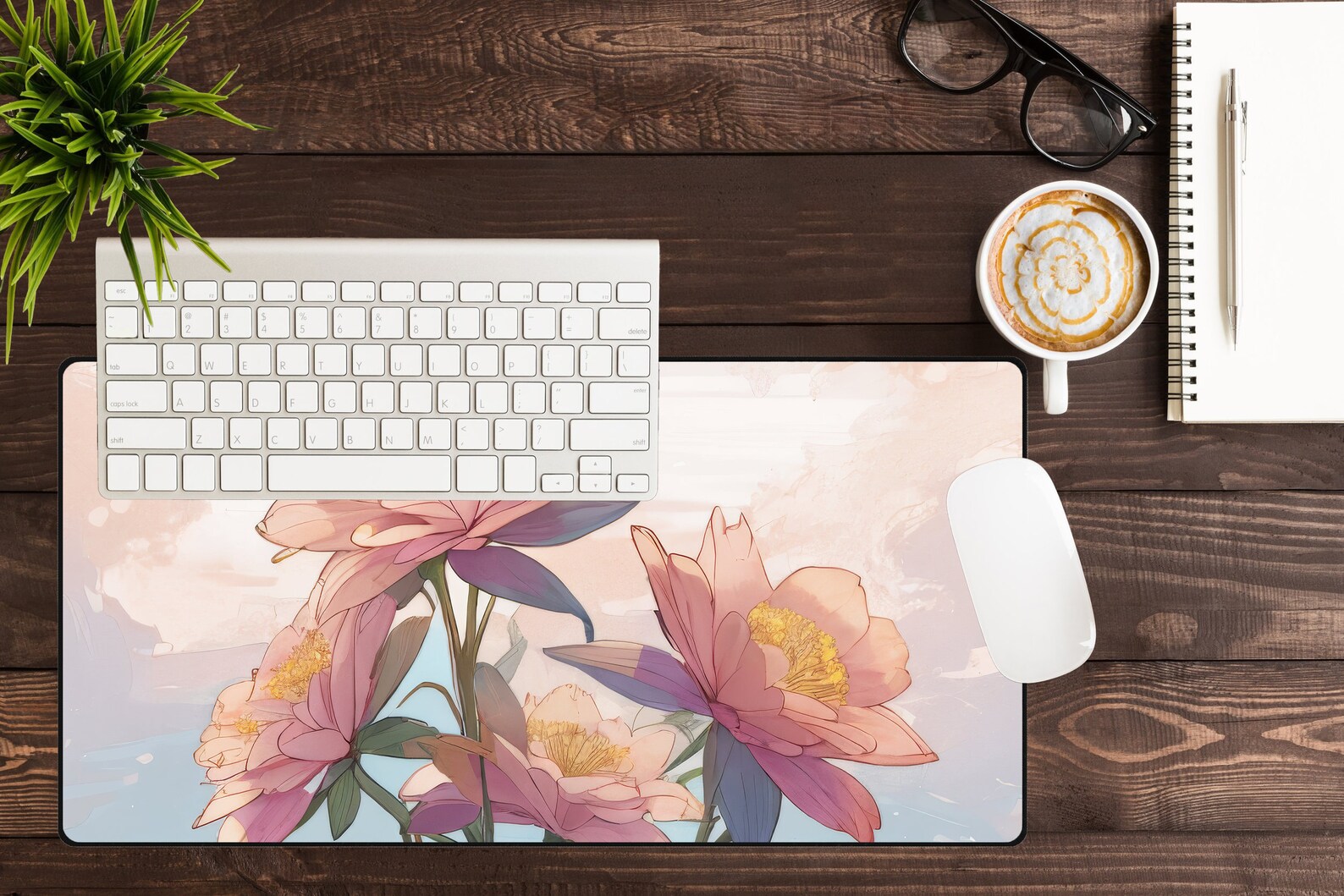 Floral Desk Mat, Romantic Flower Desk Pad, Aesthetic Desk Decor ...
