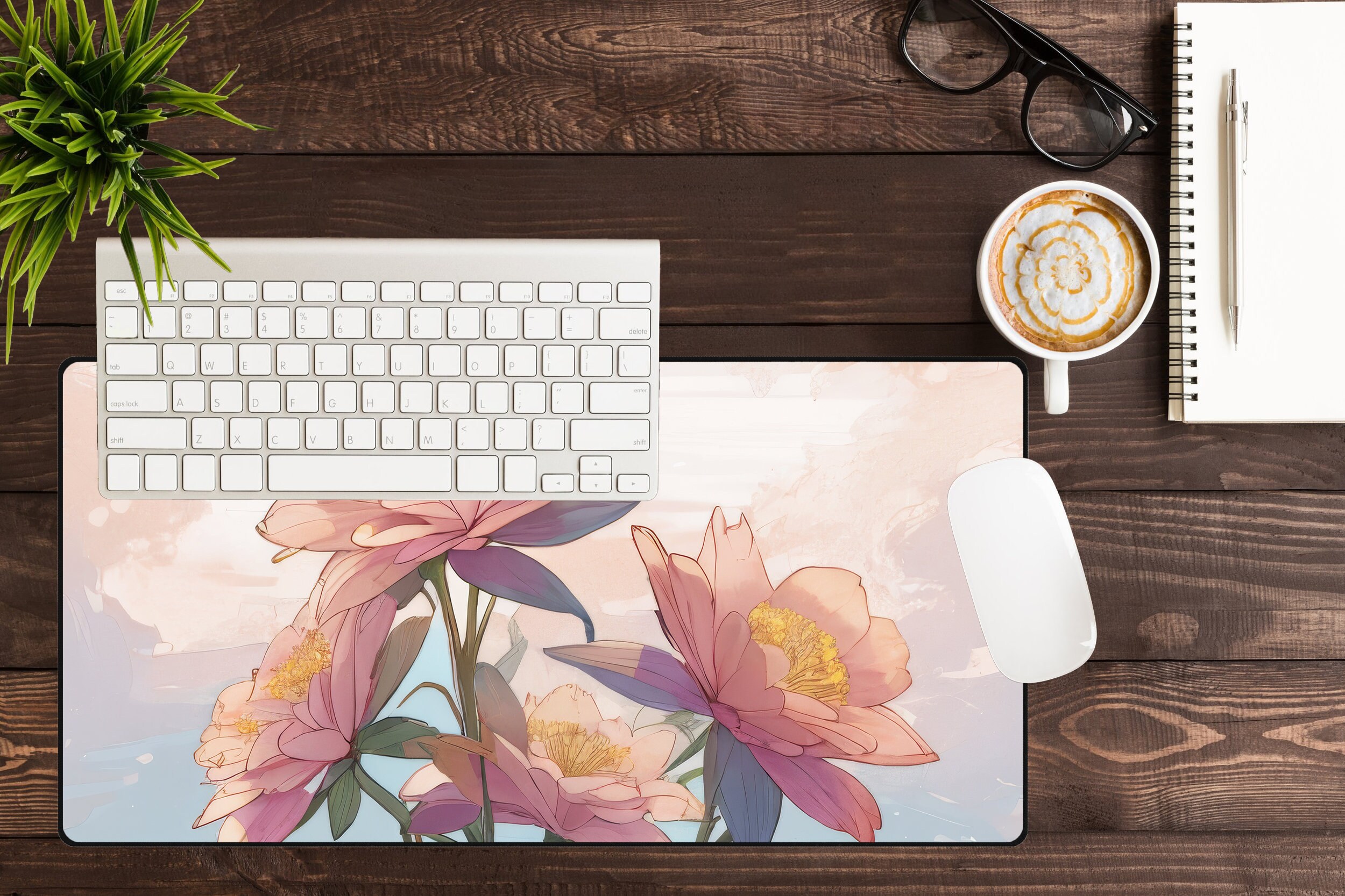 Floral Desk Mat, Romantic Flower Desk Pad, Aesthetic Desk Decor ...