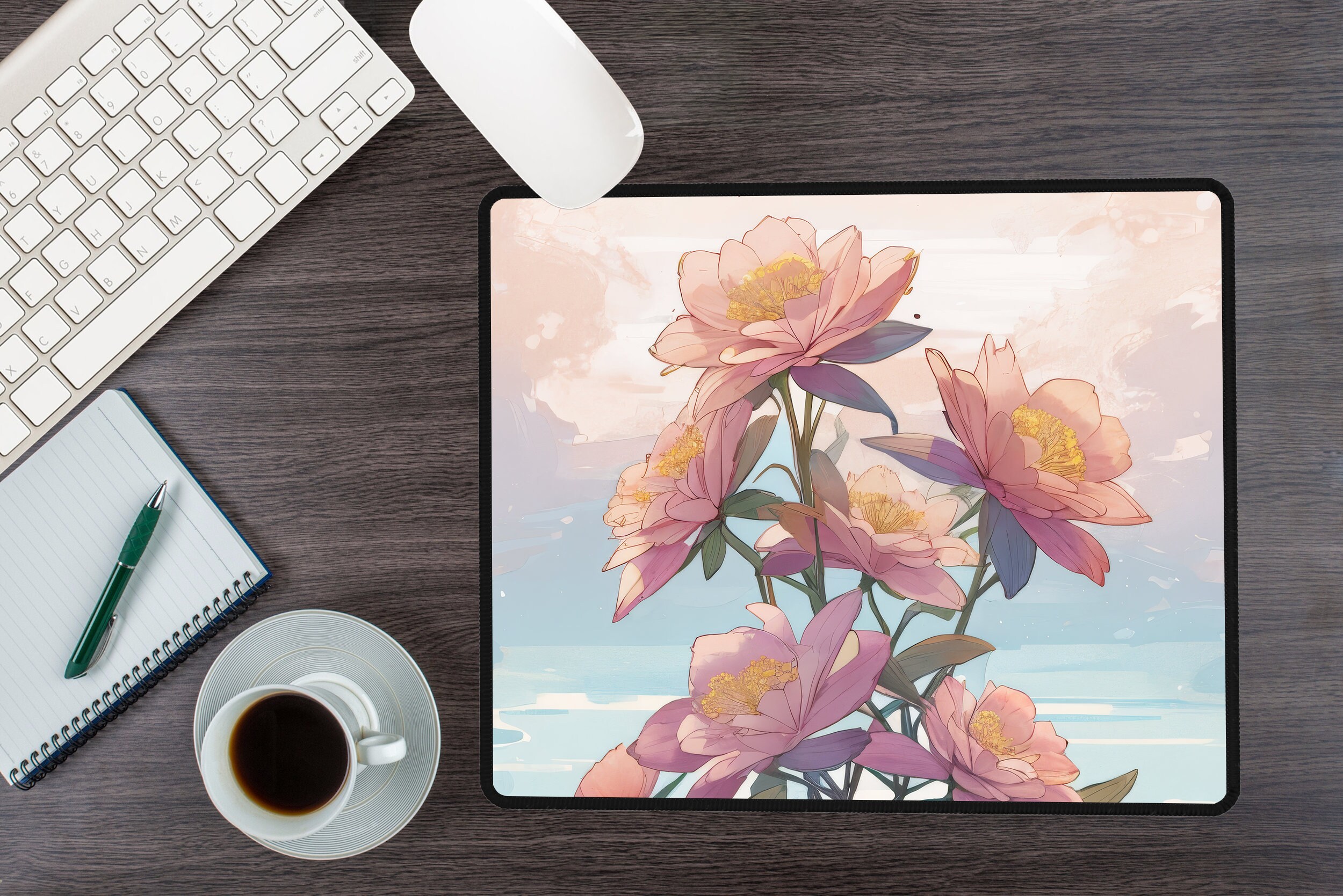 Floral Desk Mat, Romantic Flower Desk Pad, Aesthetic Desk Decor ...