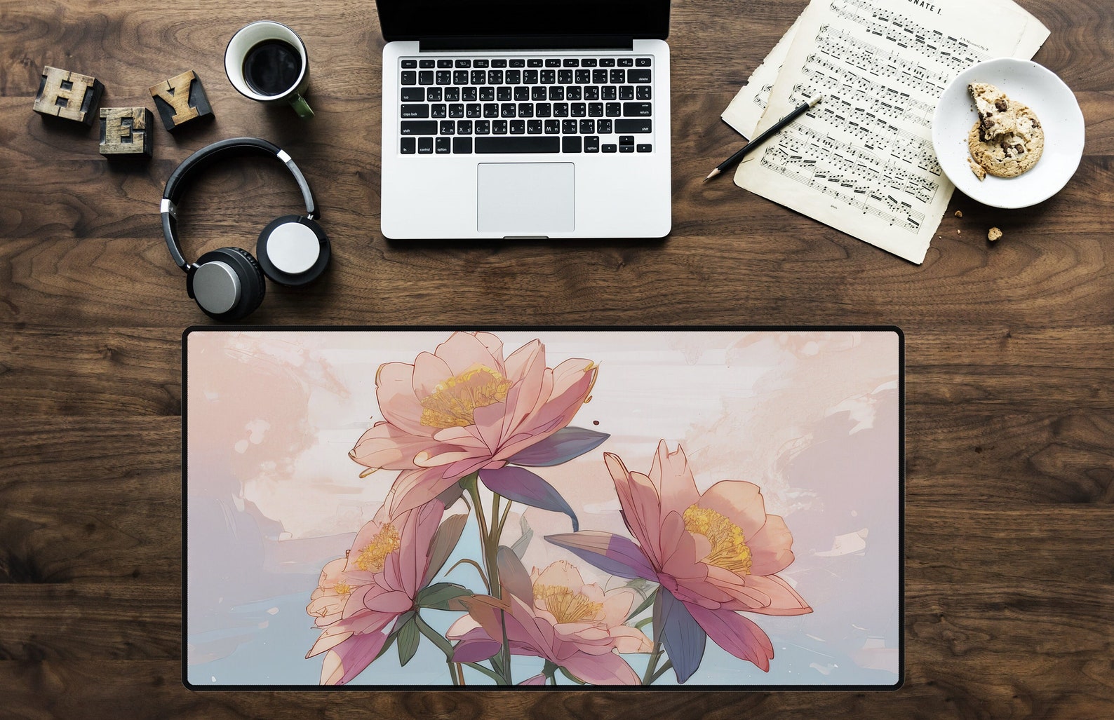 Floral Desk Mat, Romantic Flower Desk Pad, Aesthetic Desk Decor ...