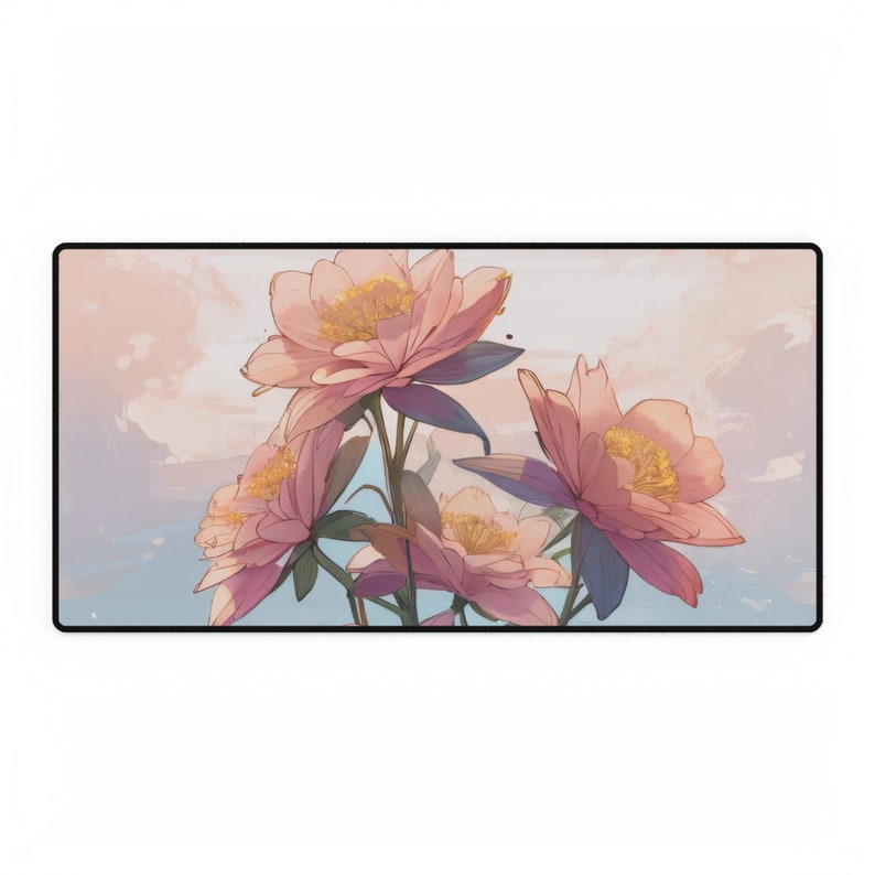 Floral Desk Mat, Romantic Flower Desk Pad, Aesthetic Desk Decor ...