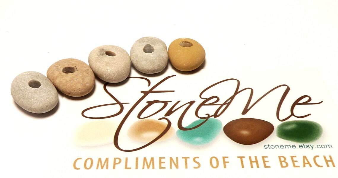 SUNFLOWER Drilled Beach Stones Stack Cairn Pebbles Spacers Natural ...