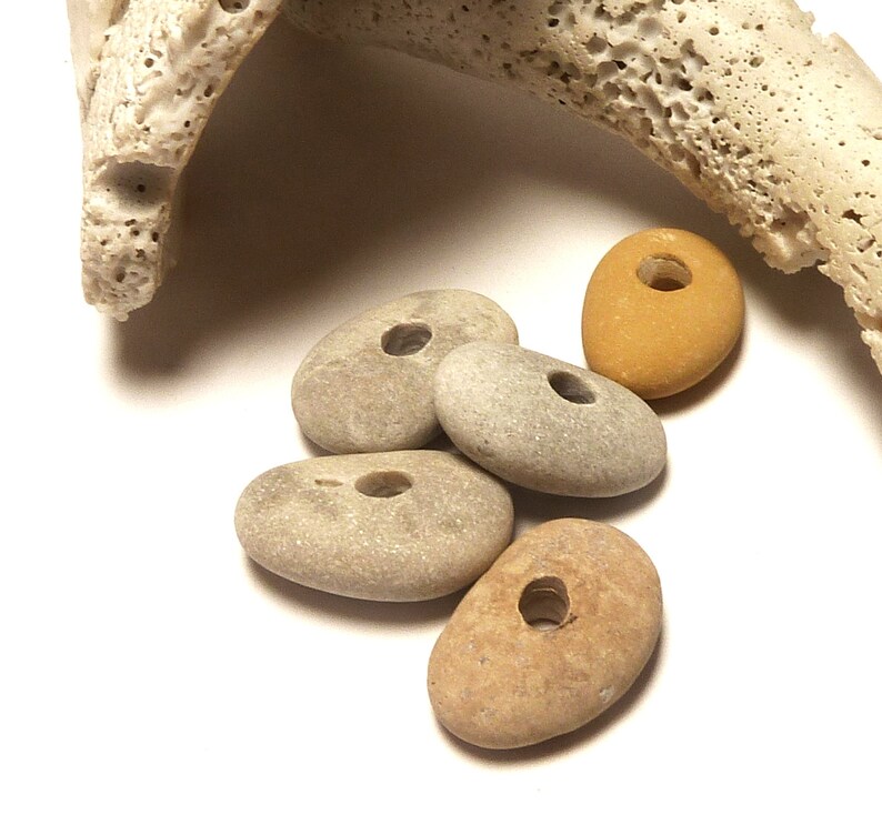SUNFLOWER Drilled Beach Stones Stack Cairn Pebbles Spacers - Etsy